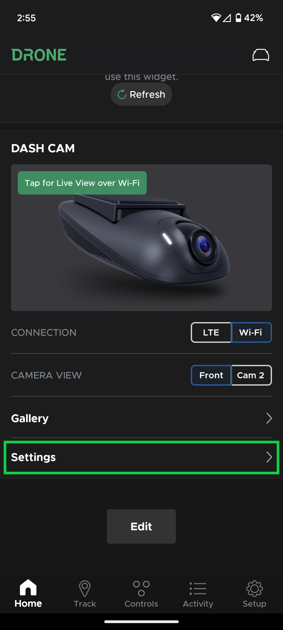 Drone XC Dash Cam Settings